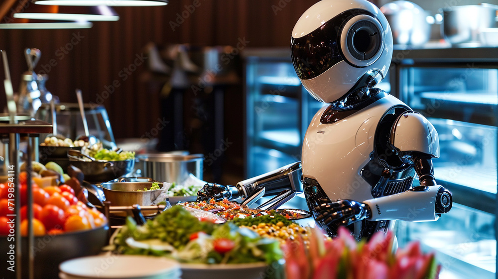 At a Michelin-starred restaurant, an advanced robot chef demonstrates ...