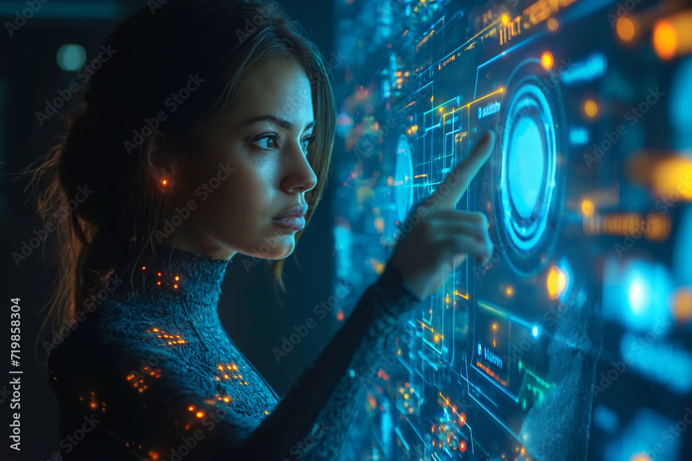 elegant and alluring AI assistant seamlessly integrated into a high ...