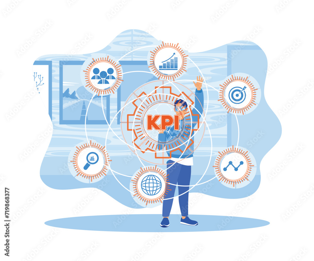 Young men using business, technology, internet and network concepts ...