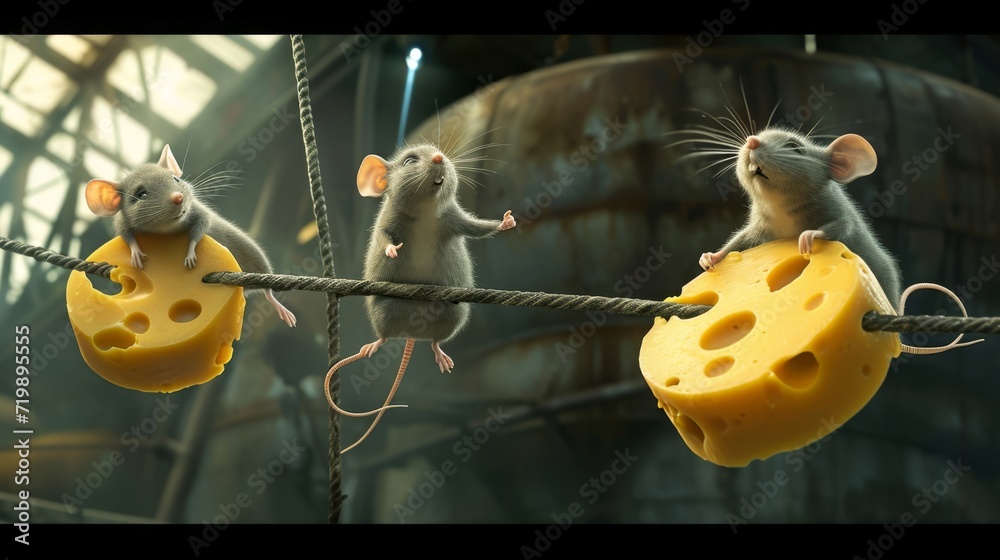 In a nod to the movie Mission Impossible the mice are shown dangling ...