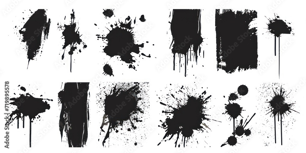 Collection of black paint. Spray Paint Elements, Vector brush stroke ...