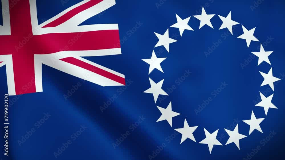 Cook Islands Flag. National 3d Cook Islands flag waving. Flag of Cook ...