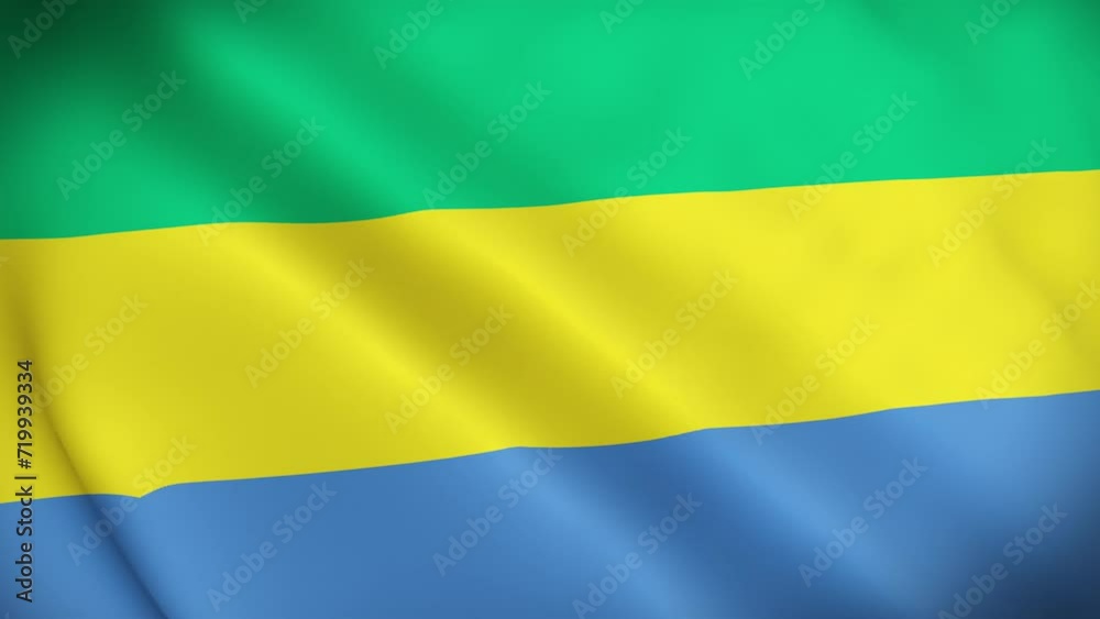 Gabon Flag. National 3d Gabon flag waving. Flag of Gabon footage video ...