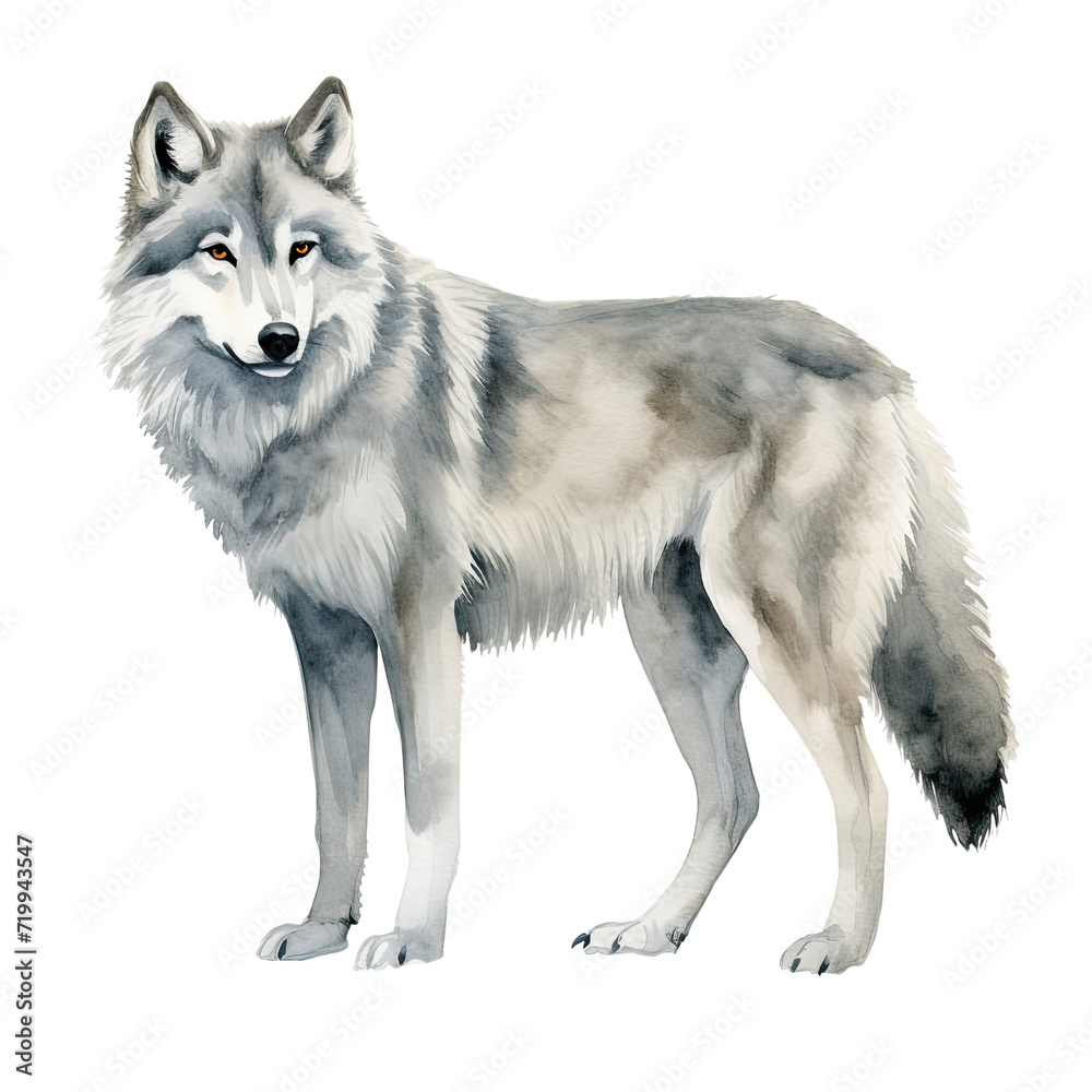 AI-generated watercolor Arctic Wolf clip art illustration. Isolated ...