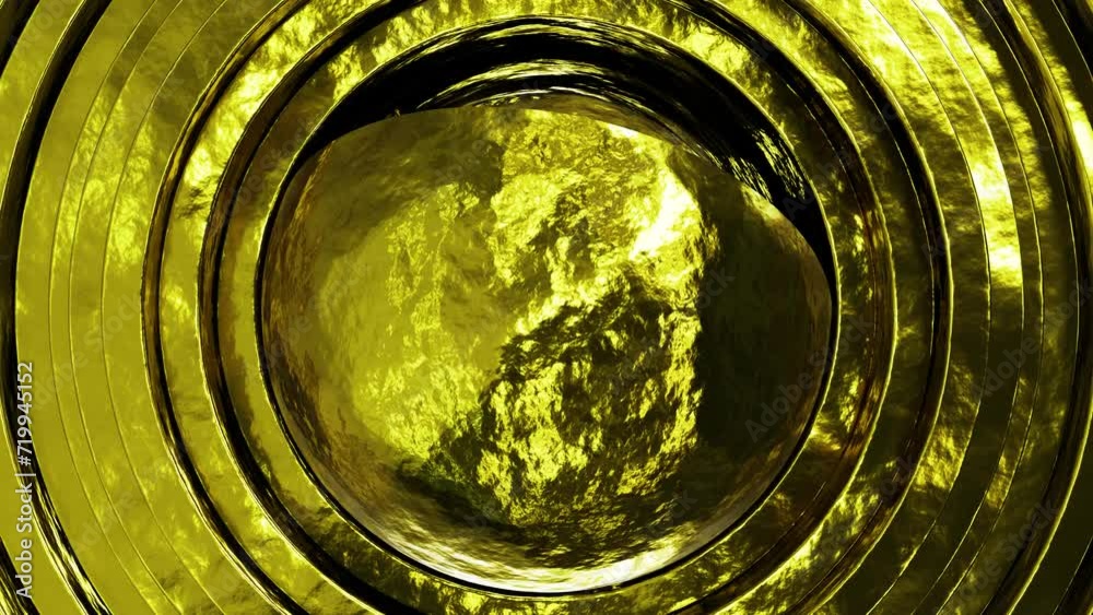 Realistic looping 3D animation of the precious forged gold sphere ...