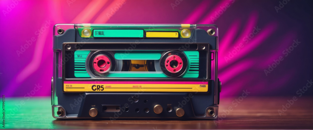 Retro music casette with retro colors eighties and nineties style ...