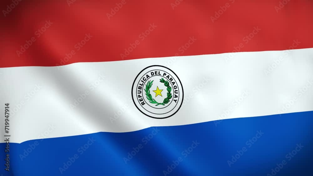 PARAGUAY flag waving in the wind with high quality texture in 4K ...