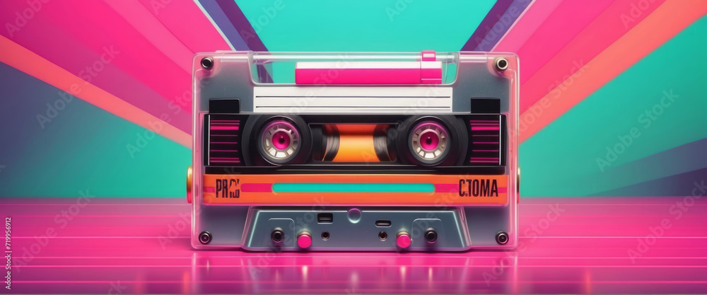 Retro music casette with retro colors eighties and nineties style ...