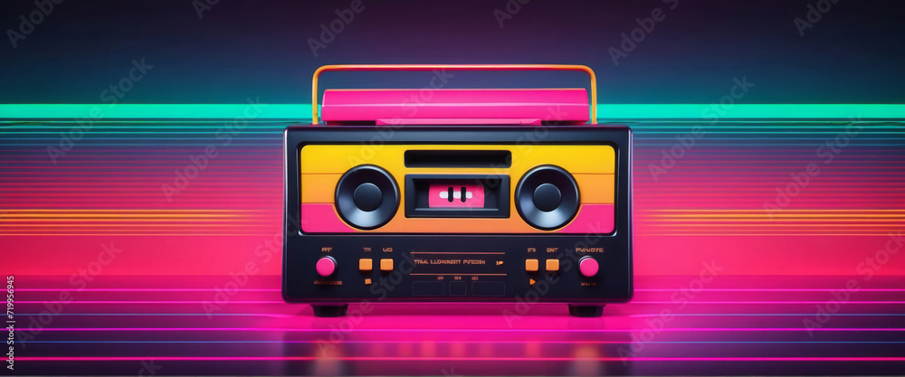 vintage old radio cinematic retro colors eighties and nineties style ...