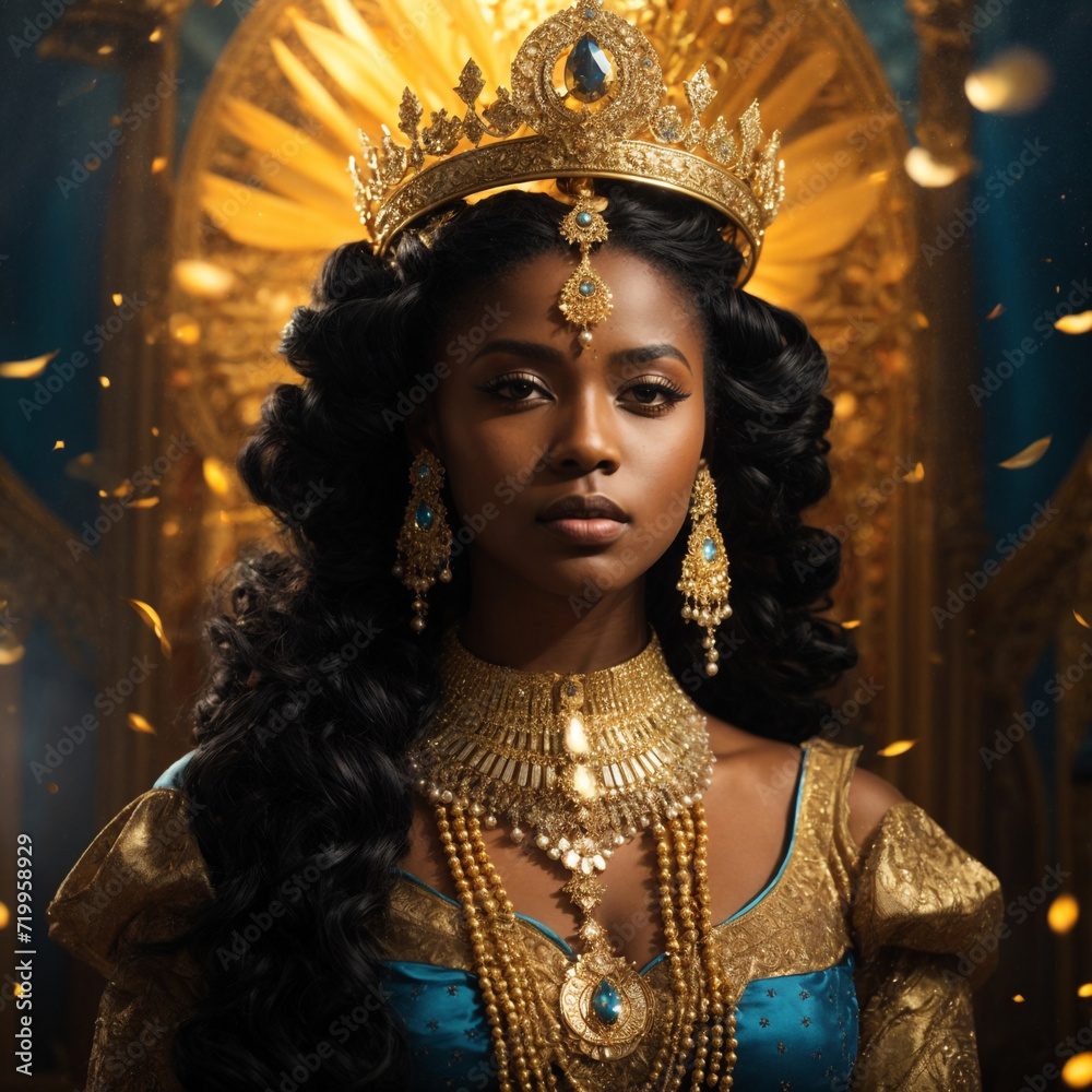 Yemaya Orisha, Goddess, and Queen of the Sea, in golden dress Stock ...