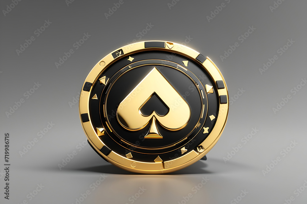 gold black card poker ace chip isolated on white background element ...