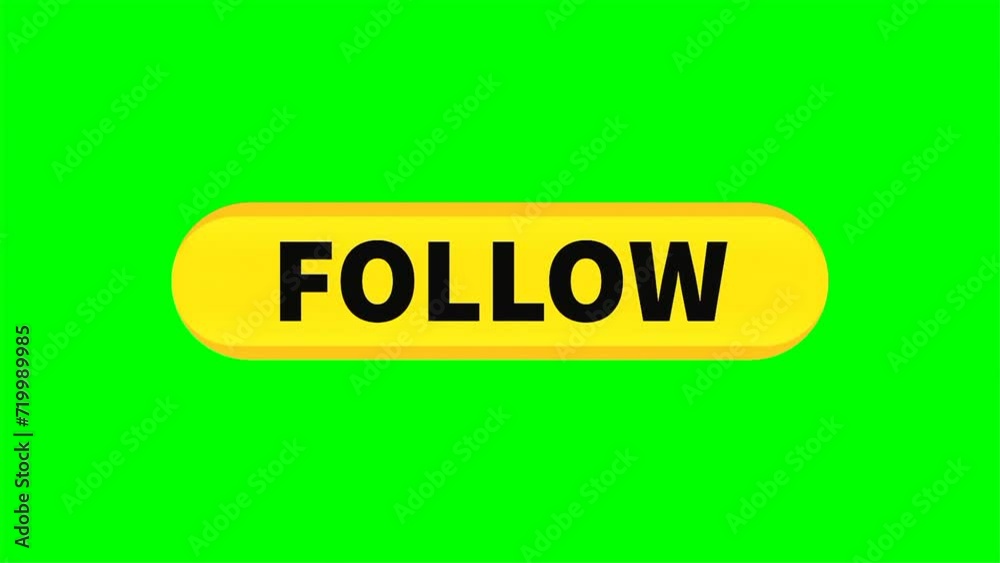 Follow Button Motion Video In Yellow Rounded Rectangle Shape On Green ...