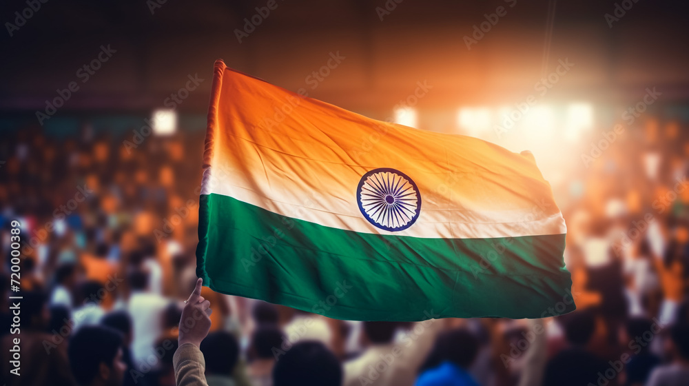India flag flying high at Connaught Place with pride in blue sky, India ...
