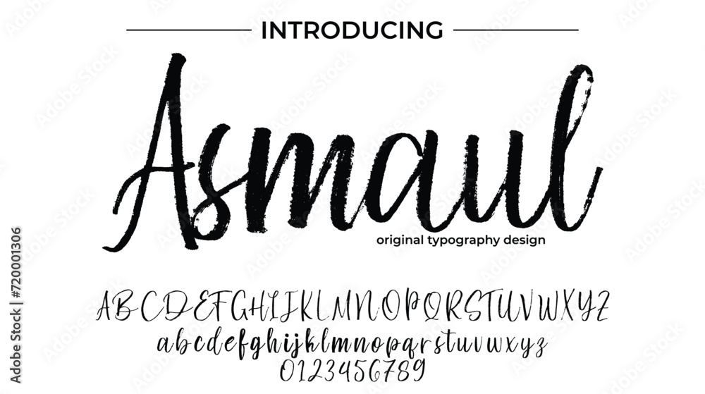 Asmaul. Handdrawn calligraphic vector font for hand drawn messages ...