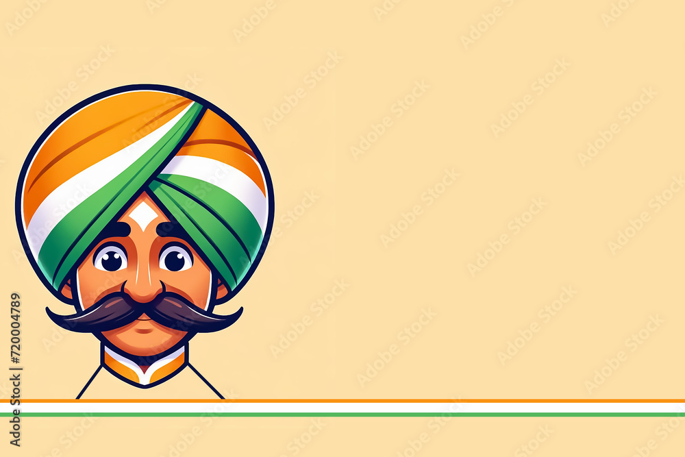 Indian man with tri-color logo cartoon illustration for diverse media ...