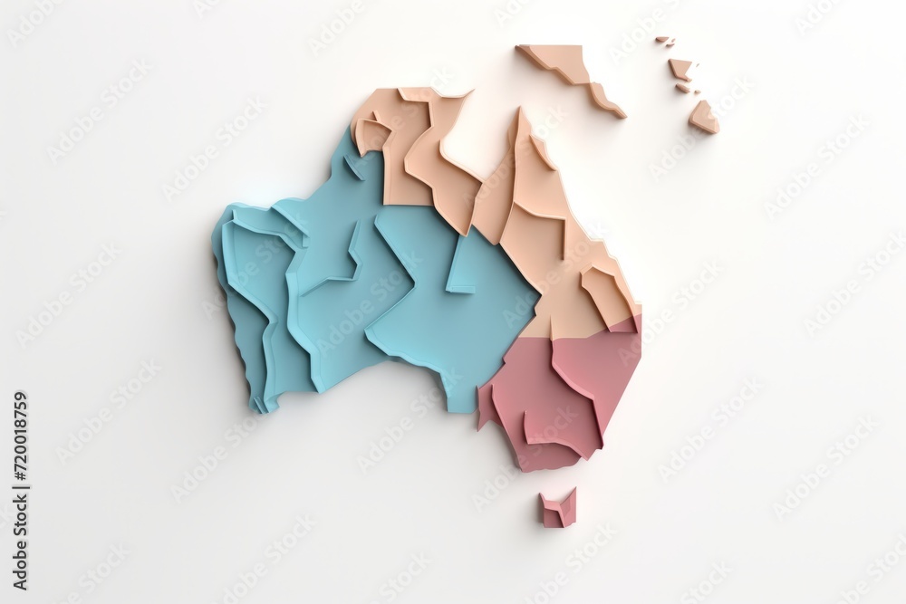 Simplified Australia Map in Pastel Colors, Representing Geographical ...