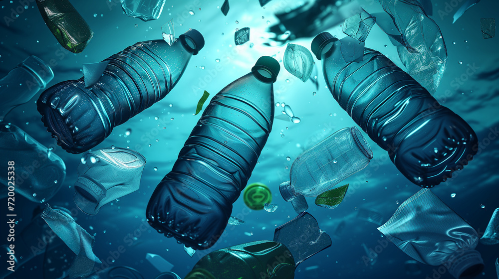Poster Plastic water bottle floating in the sea – Wall Art | UkPosters