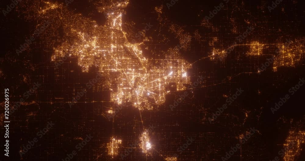 Sacramento (California, USA) top view at night. Aerial view on modern ...
