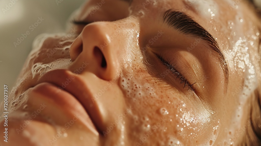 Facial Treatment for Hydrated Glowing Skin,Close-up of a tranquil ...