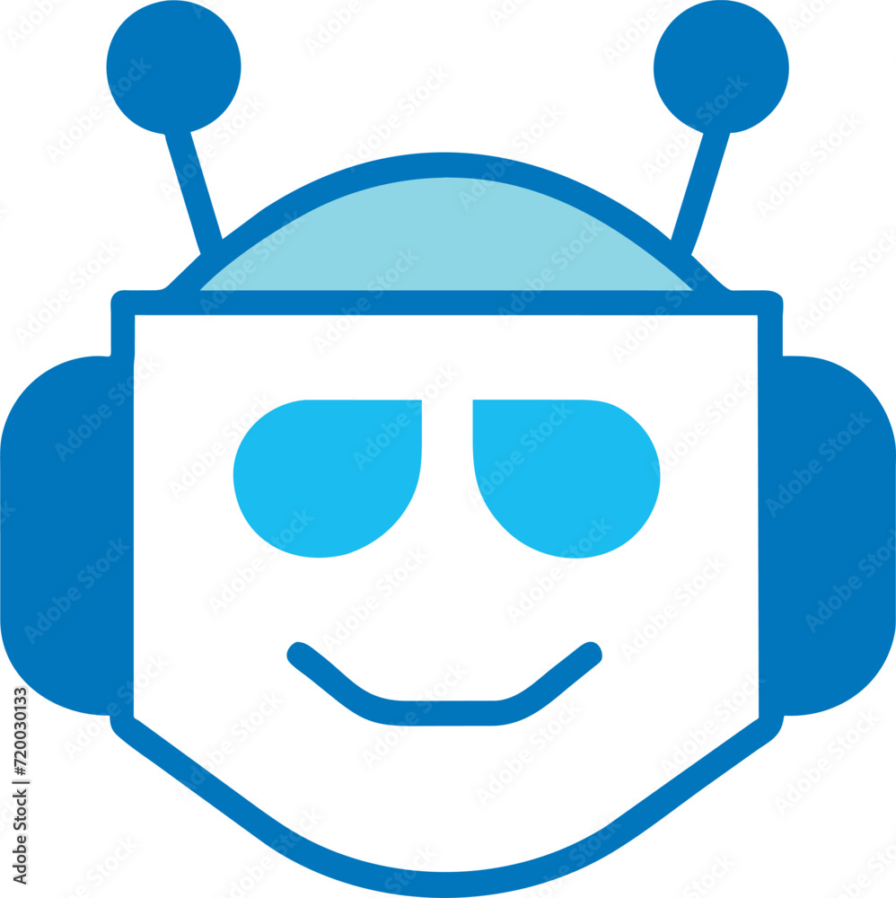 illustrate an icon of a futuristic robot face with digital eyes ...