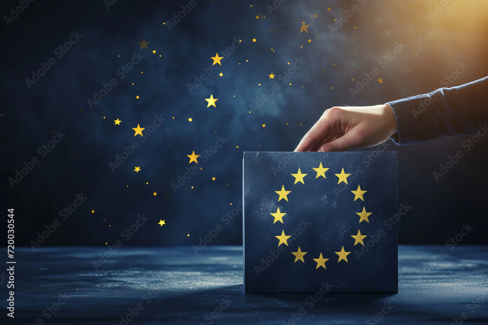 European Union elections concept image background , ballot box with EU ...
