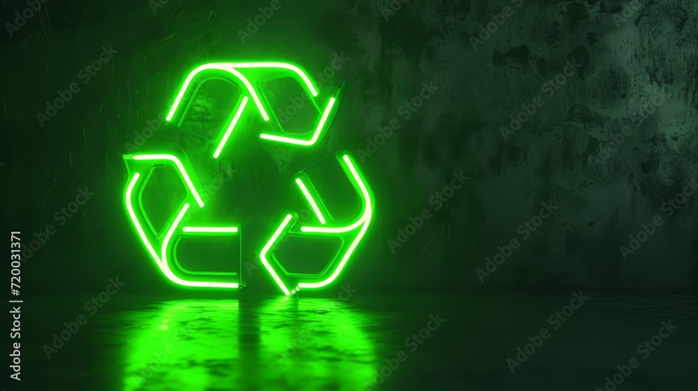 Green Neon lights of Eco Recycle Symbol. Zero Waste Concept, Ecology ...
