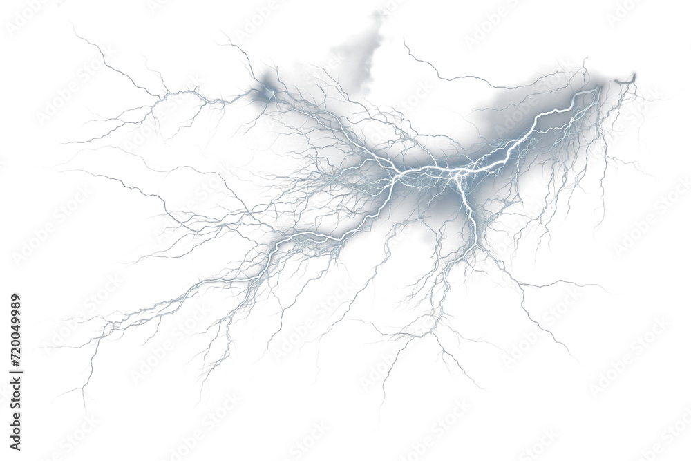 Realistic lightning strikes on transparent background, adding drama and ...