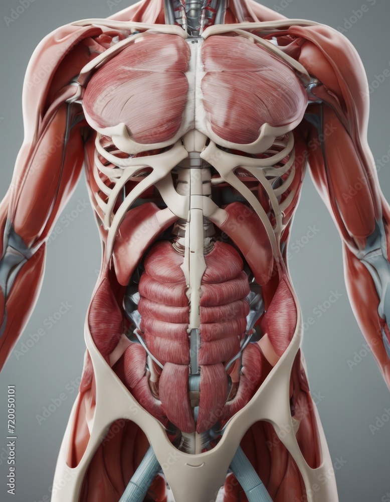 Anatomy human body model inthe class room on white background.Part of ...