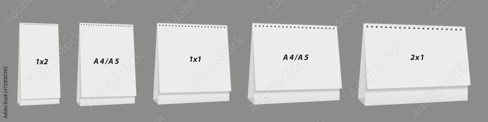 collection of empty spiral table calendar mockup in multiple sizes 1x1 ...