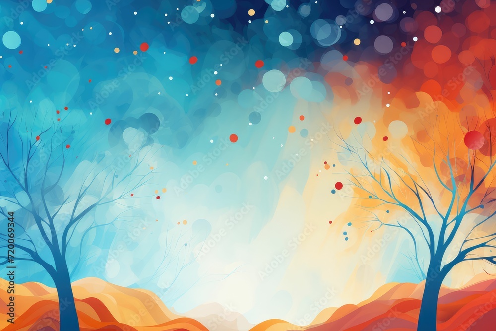 Colors of March, abstract background with blue, red and orange elements ...