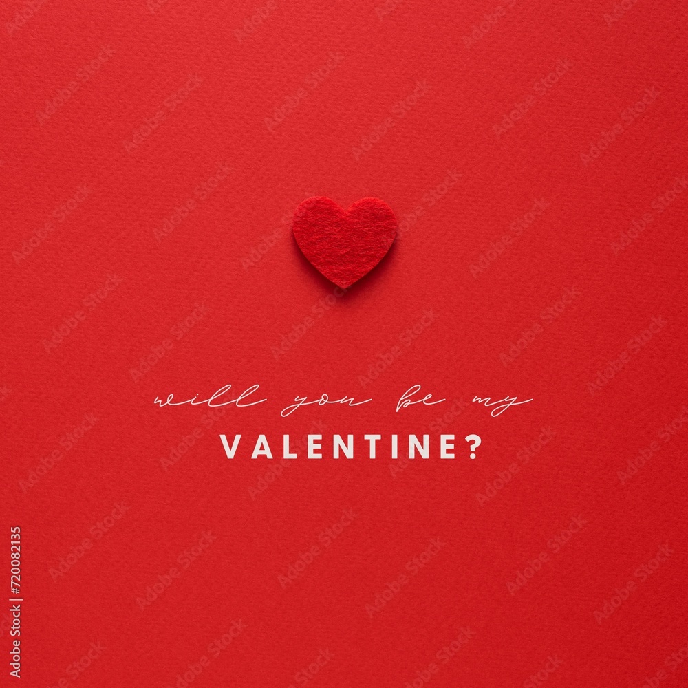 red heart on a red background, Red Minimalist Valentine's Day ...