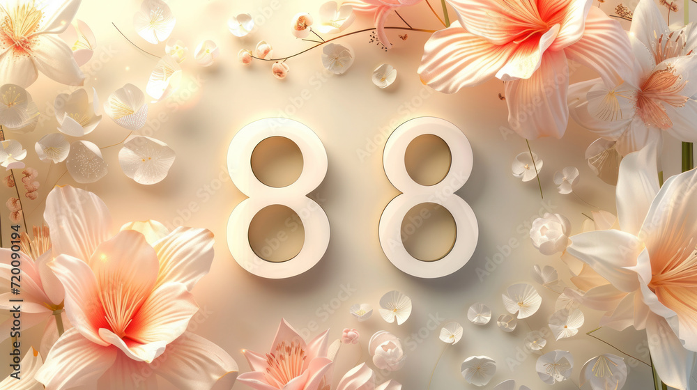 88th birthday card, white number 88 with flowers Stock Illustration ...