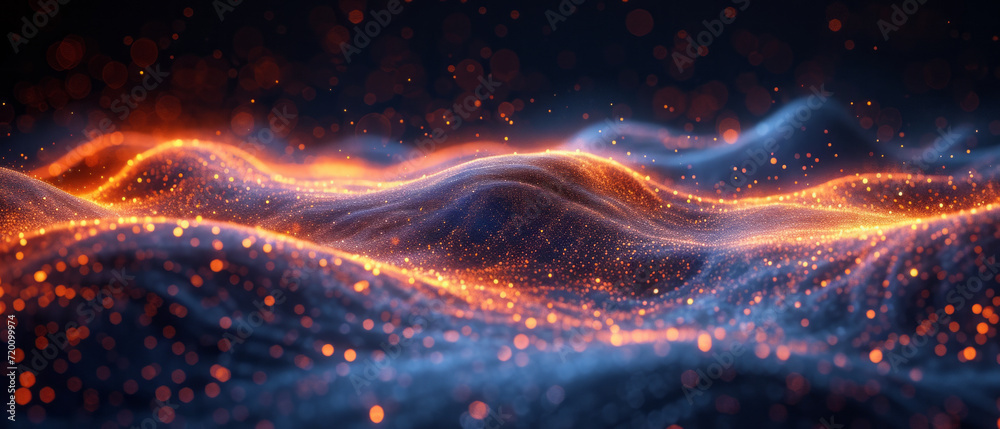Data visualization, Dark indigo and orange, High-tech background with ...