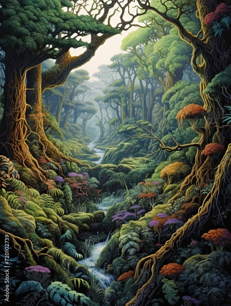 Valley of Mystical Forest Creatures: A Hidden Beings' Landscape Stock ...