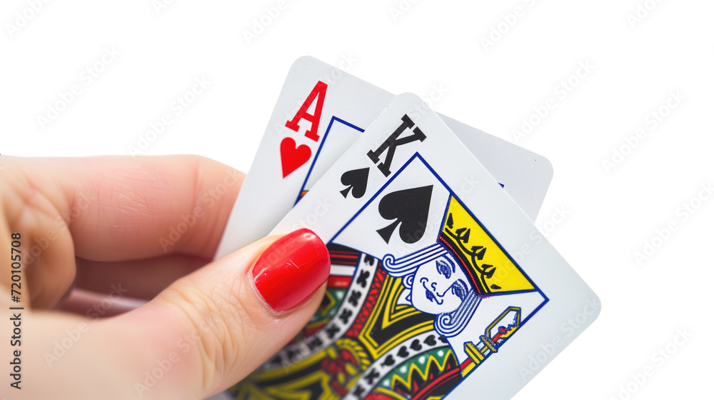 ace of hearts and king of spades poker hand being revealed, transparent ...