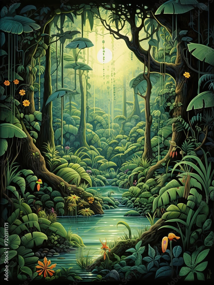 Whimsical Jungle Jingles: Rainforest-inspired Nursery Rhyme Art In a ...