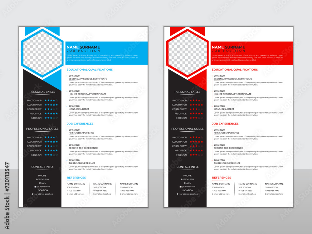 Professional modern resume or CV design for job application and ...