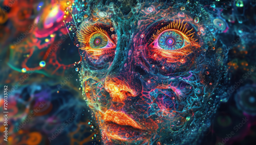 DMT or LSD psychedelic human vision of geometric creatures from other ...