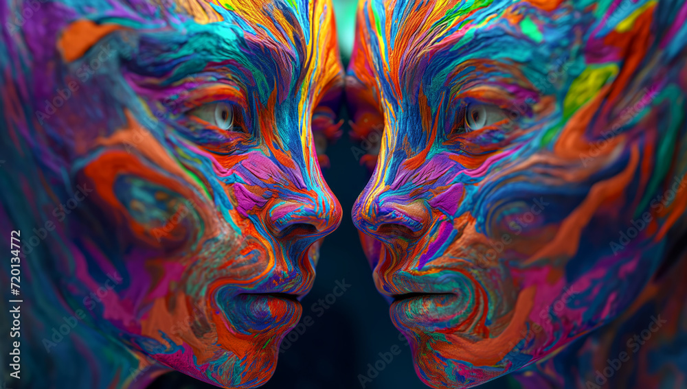 DMT or LSD psychedelic human vision of geometric creatures from other ...