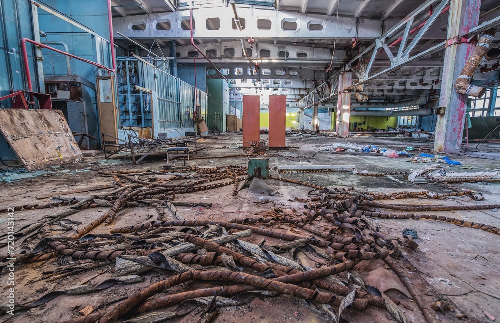 Chernobyl Zone, Ukraine - October 1, 2014: Production hall in Jupiter ...