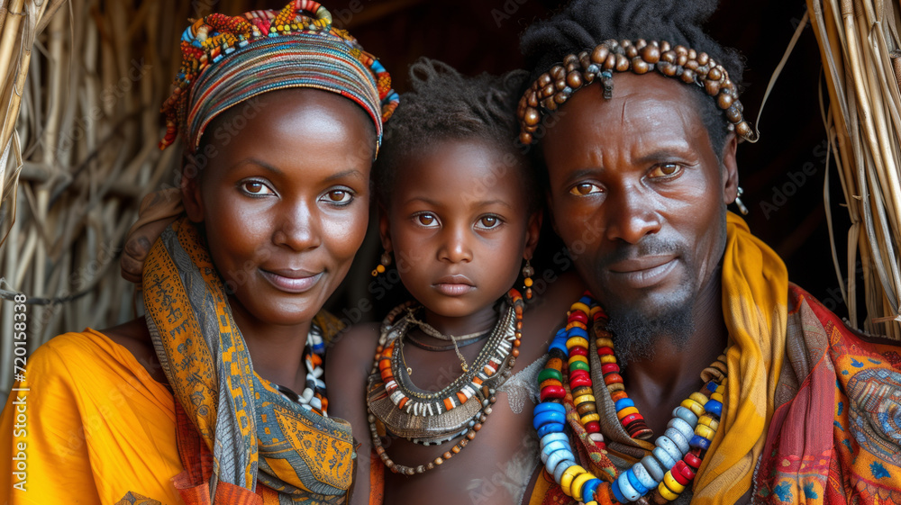 family group photo of Ethiopian native tribal family, generative ai ...