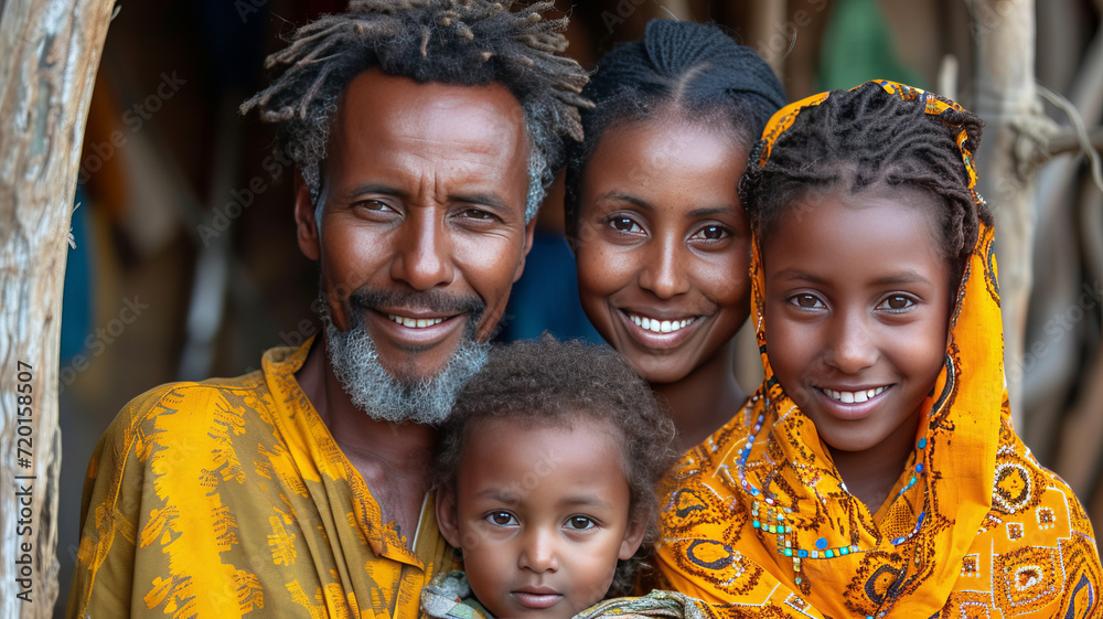 family group photo of Ethiopian native tribal family, generative ai ...