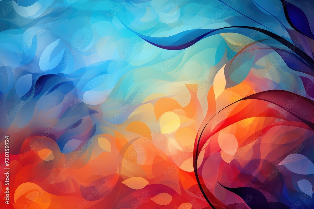 Colors of April, abstract background with watercolors in blue, orange ...