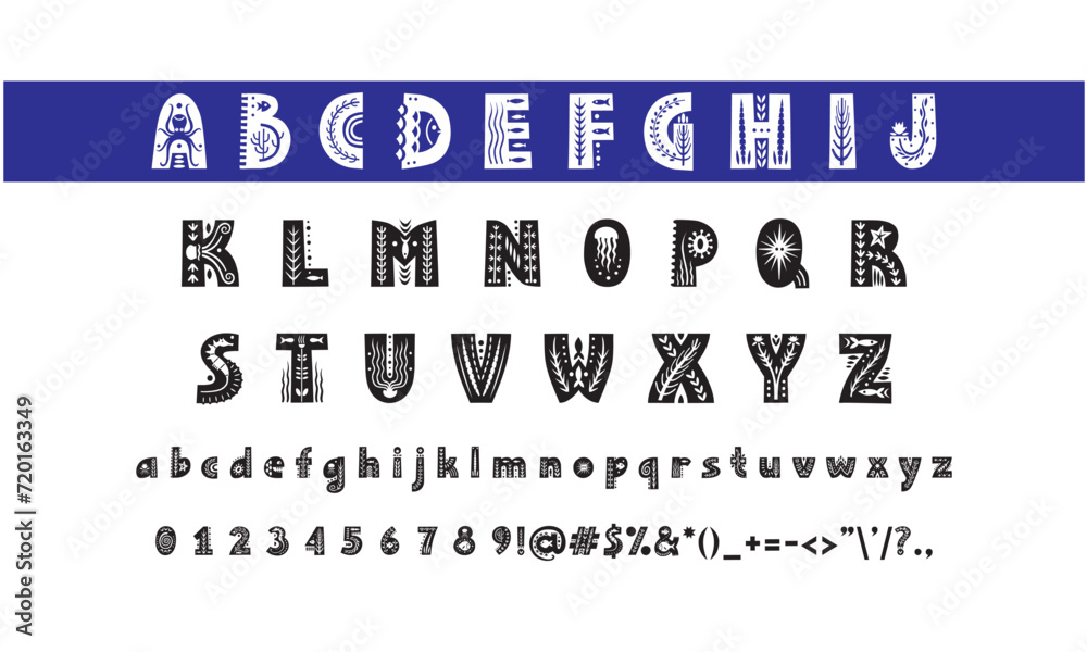 Alphabet letters font set. Classic patterns, custom logos, poster ...