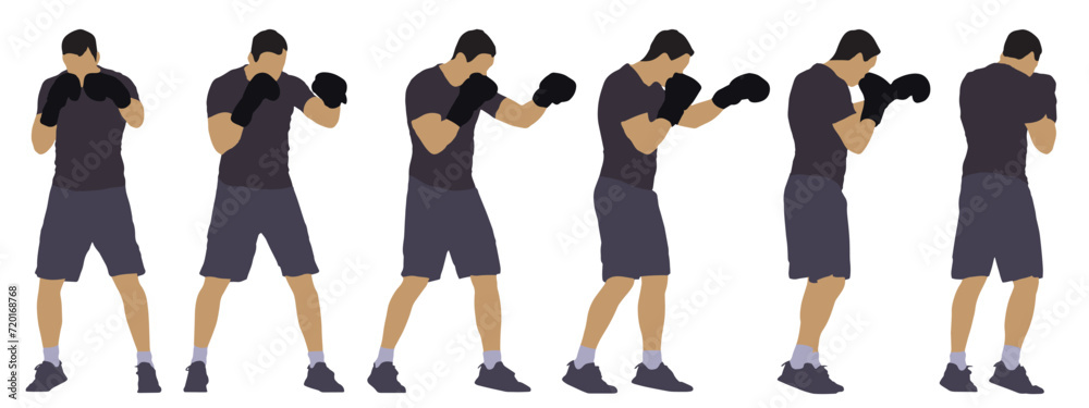 Vector concept or conceptual silhouette of a male boxer training from ...