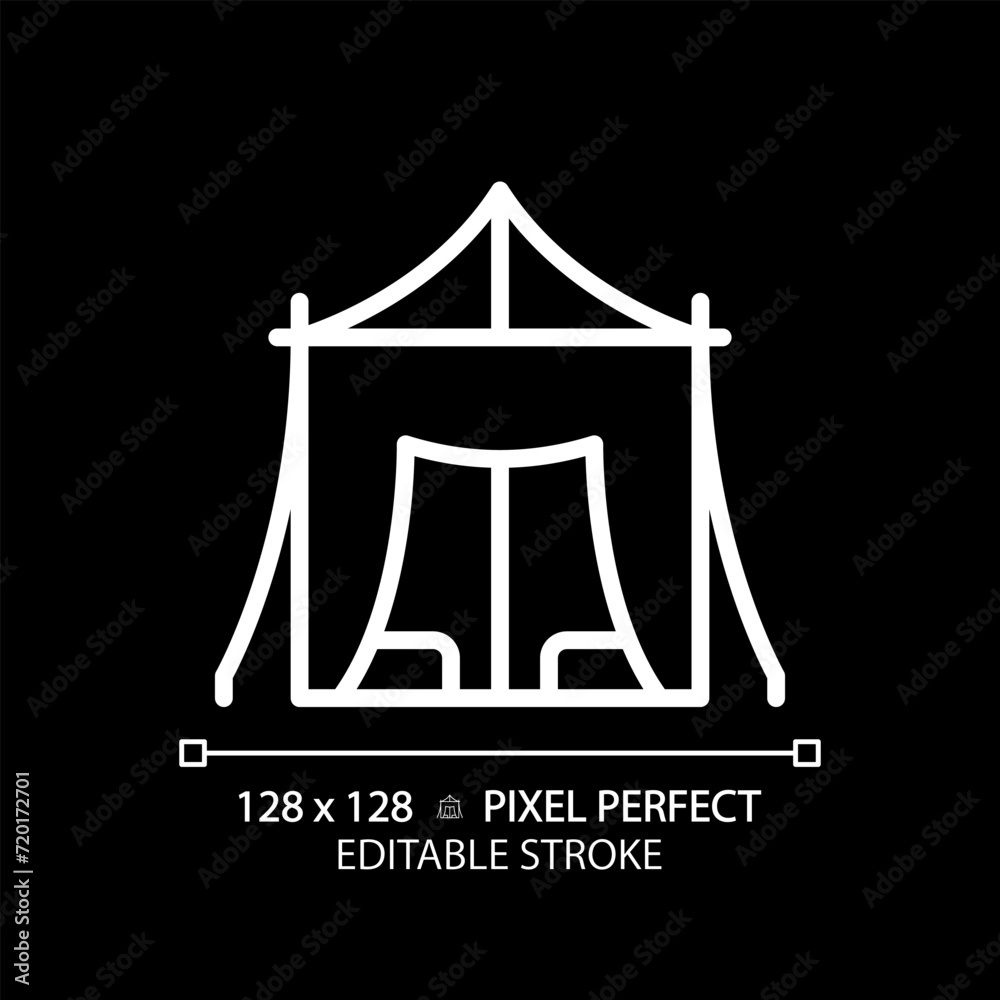Desert bedouin tent white linear icon for dark theme. Arabic ...