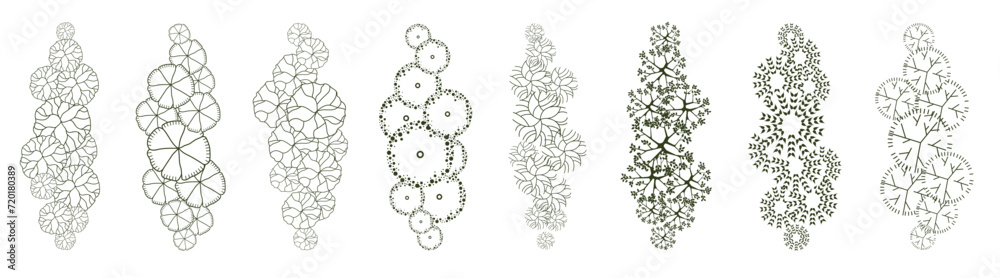 Tree for architectural floor plans. Entourage design. Various trees ...