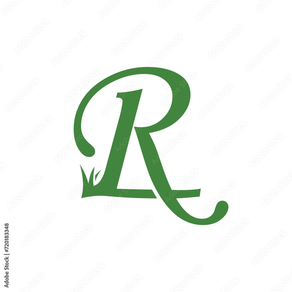 Simple R letter Alphabet Symbol with Grass turf for Landscaping Lawn ...