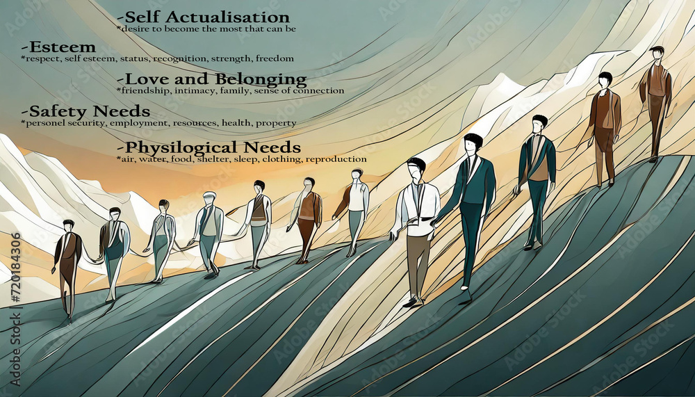 Rising people concept maslow's hierarchy of needs such as physiological ...