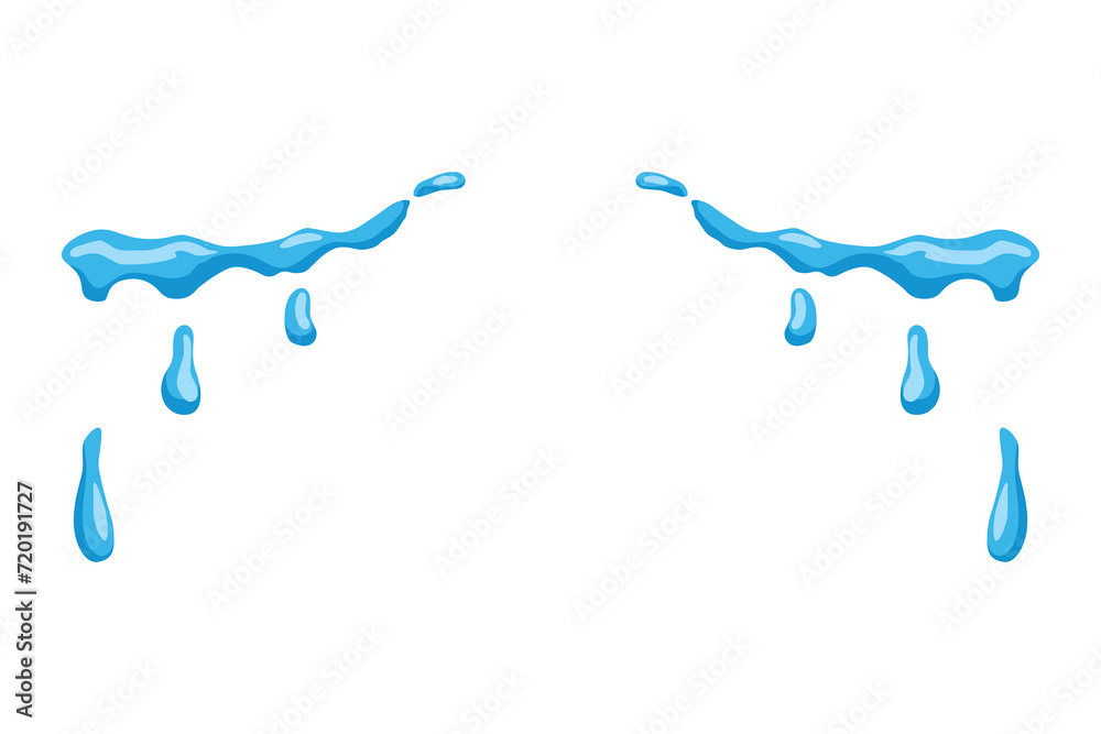 Cartoon tear drops icon. Sorrow cry streams, tear blob. Crying fluid ...